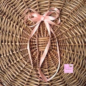 Pink Coquette Satin Ribbon Hair Bow Clip Long Tail Ribbon Bow Special ...