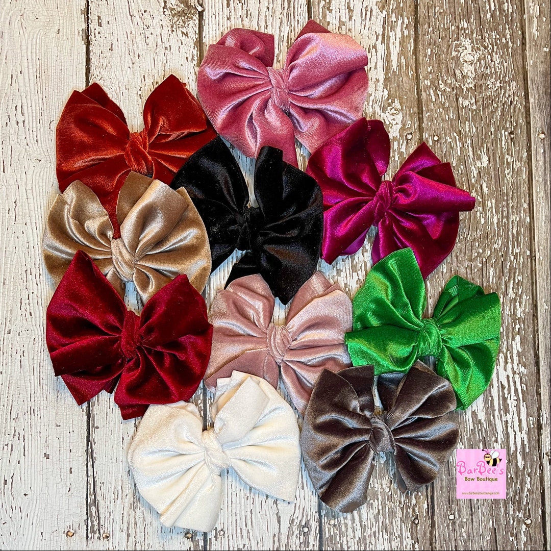 Velvet Messy Bow Hair Bow Velvet Classic Hair Bow Headband - Etsy