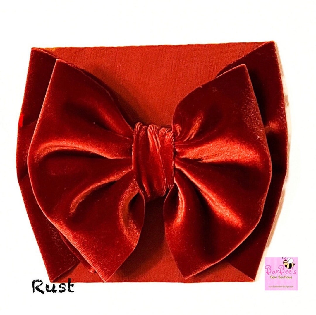 Rust Classic Velvet Bow Headwrap Large Velvet Hair Bow, Girls Large ...