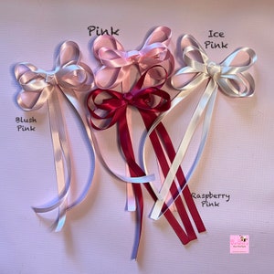 Pink Coquette Satin Ribbon Hair Bow Clip Long Tail Ribbon Bow Special ...