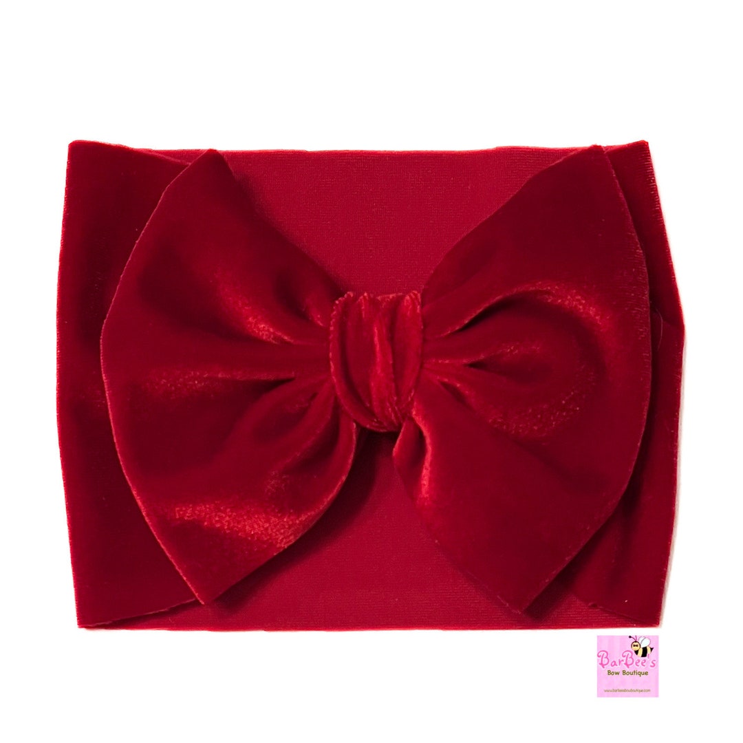 Red Classic Velvet Bow Headwrap Large Velvet Hair Bow Girls - Etsy