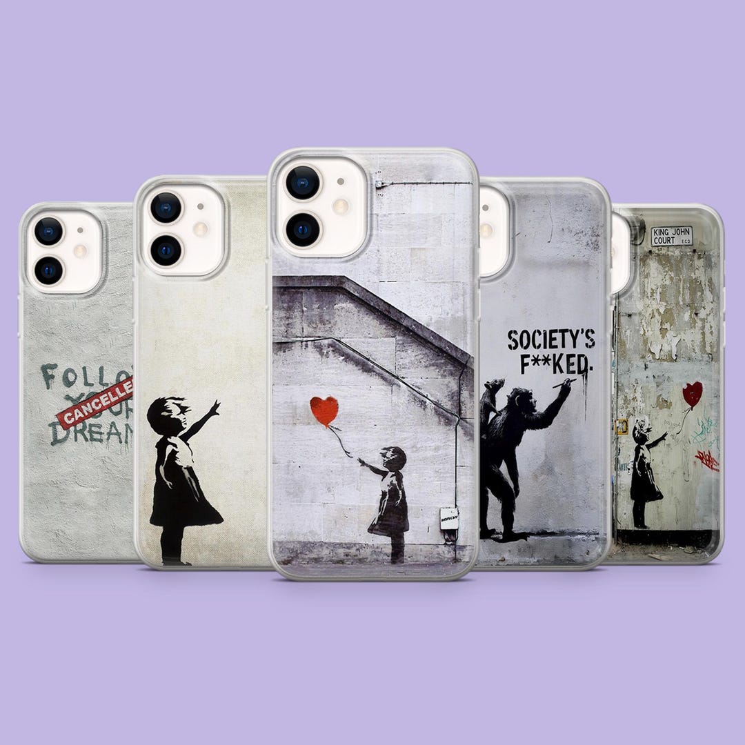 Banksy Phone Case Street Art Graffiti Cover for iPhone 16 Pro, 15, 14 ...