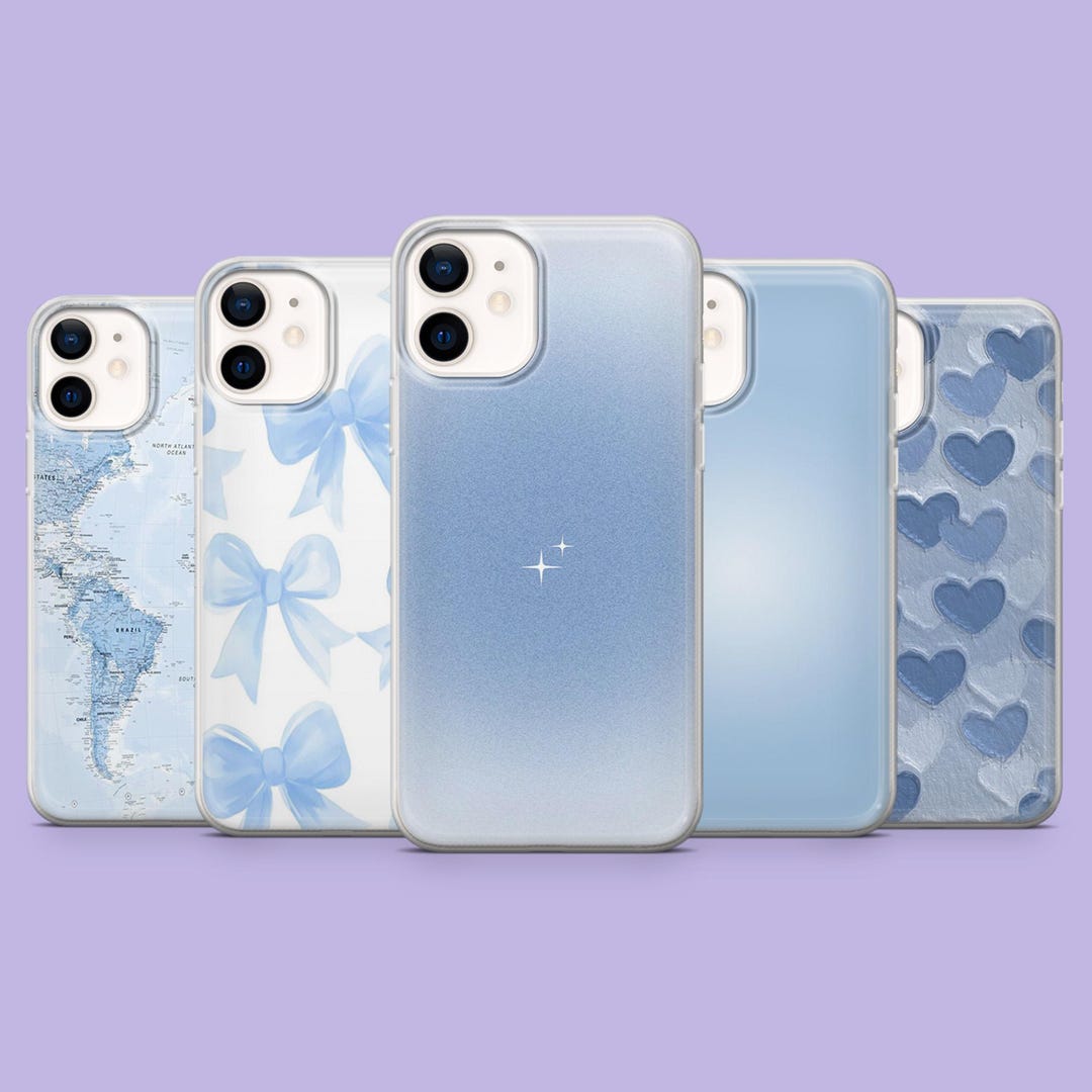 Baby Blue Phone Case Simple Minimalistic Map Cover for iPhone 16 Pro ...