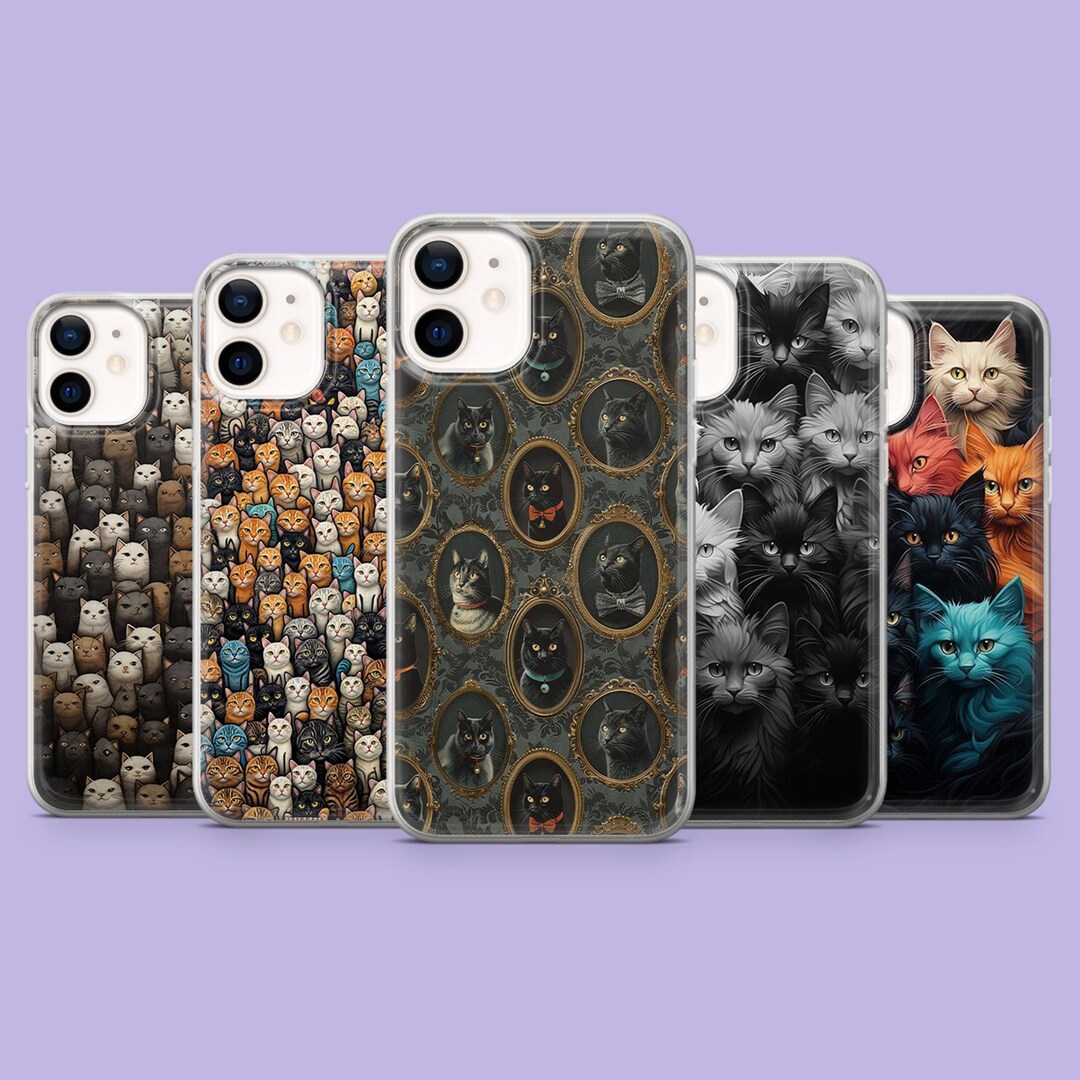 Cats Phone Case Cute Collage Pet Face Cat Cover for iPhone 16 Pro, 15 ...