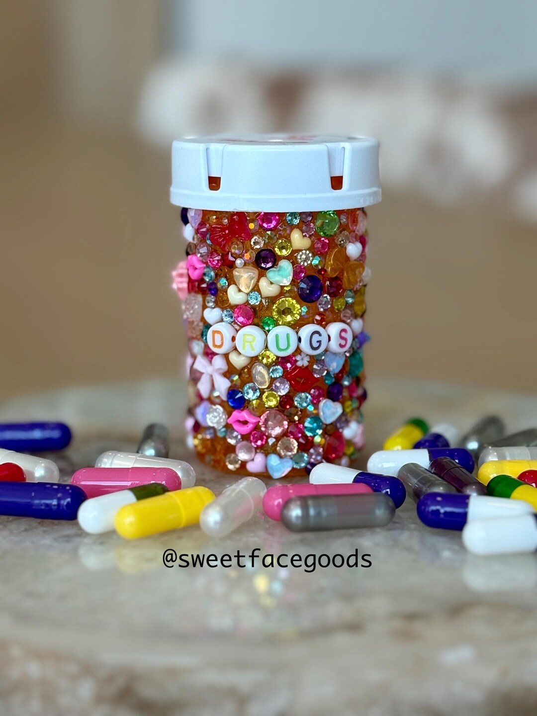 Drugs: Customizable Bedazzled Pill Bottle - Etsy