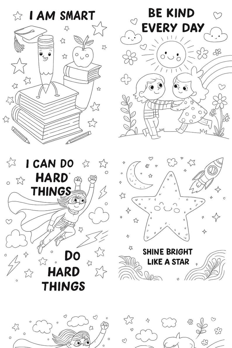 Kids' Motivational Coloring Pages: Positive Affirmations, Growth ...