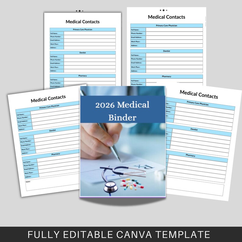 2026 Medical Binder & Health Planner | Symptom Tracker, Medication Log ...