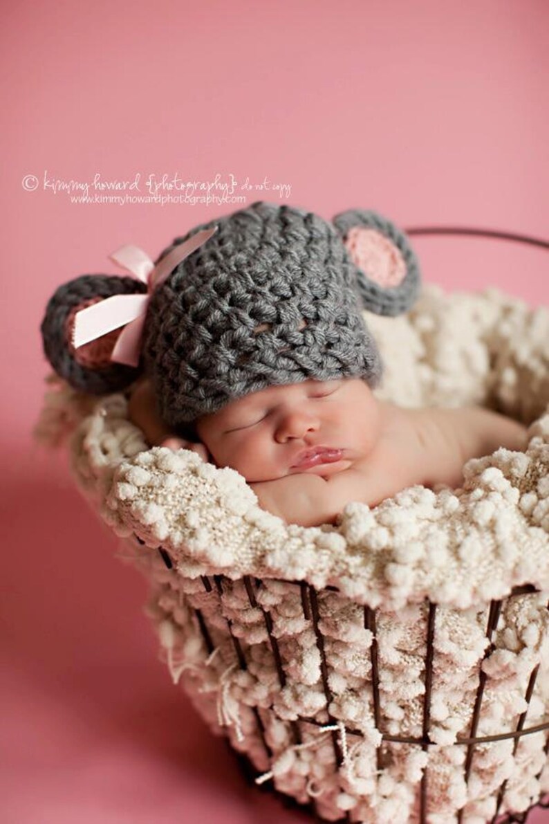 PDF CROCHET PATTERN Crochet Mouse Hat, Baby Mouse Hat, Mouse Beanie ...
