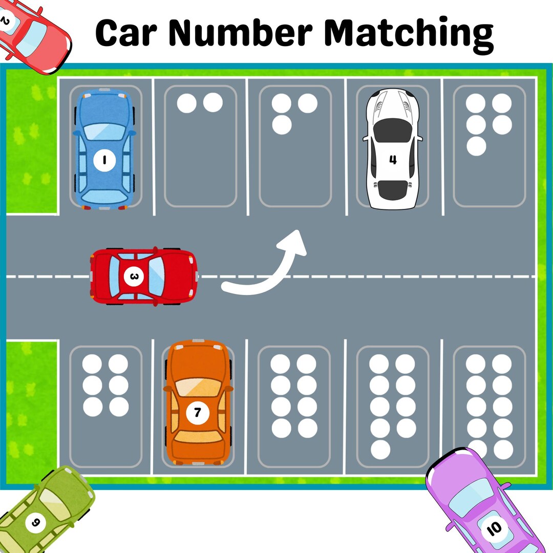 Car Number Matching Activity | Preschool Counting Game (digital ...