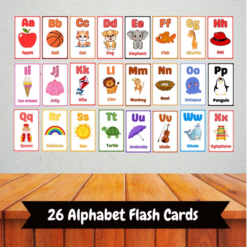 ABC Flash Cards: Kids Printable Alphabet With Suits (digital Download ...