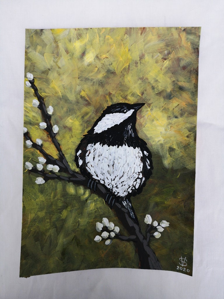 Sparrow, Abstract Art, Modern Acrylic Bird Painting Made on A4 Size ...