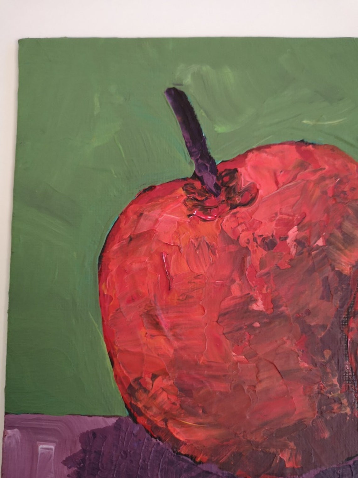 Apples Original Abstract Painting Made on Canvas Panel 18x24cm | Etsy