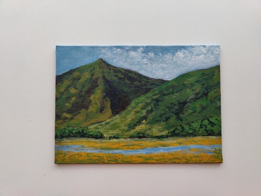 Original Mountain View Landscape Abstract Nature Painting on A5 Size ...