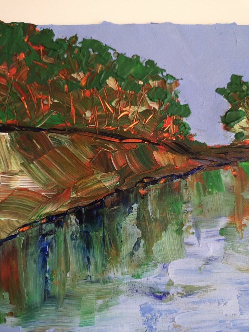 Painting Acrylic approx. 8x11 Original Nature Expressionism Landscape ...