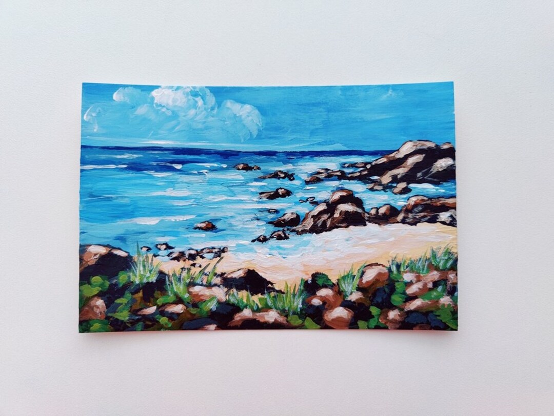 4x6 Original Acrylic Painting Small Loose Abstract Seascape Made on ...