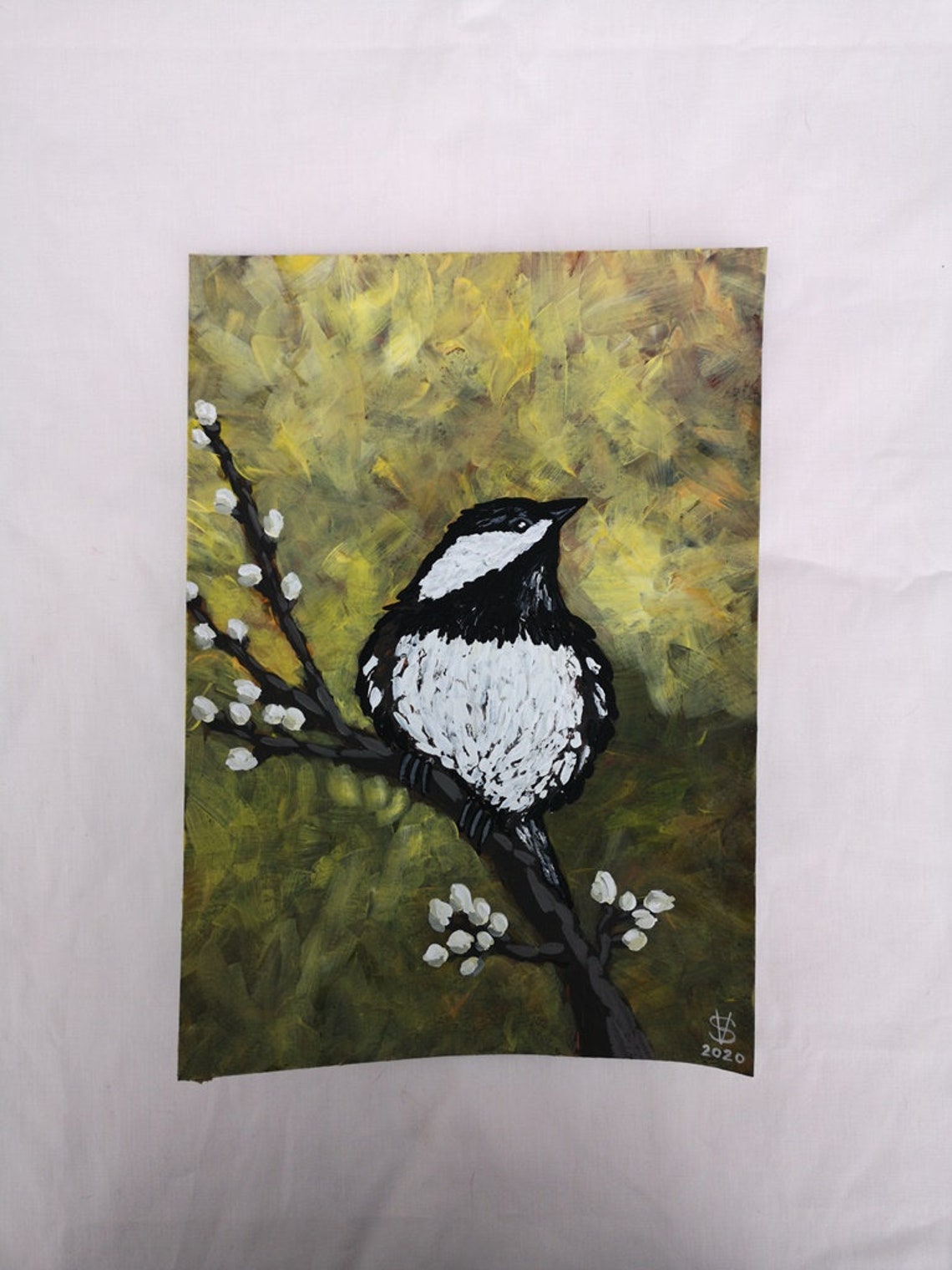 Sparrow, Abstract Art, Modern Acrylic Bird Painting Made on A4 Size ...