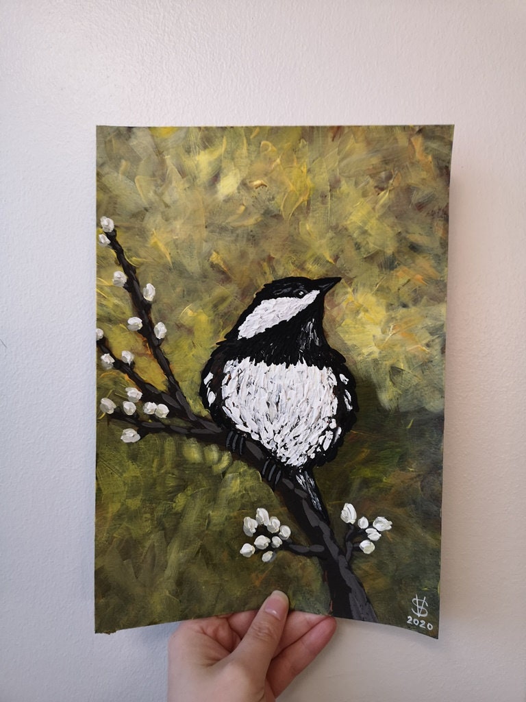 Sparrow, Abstract Art, Modern Acrylic Bird Painting Made on A4 Size ...