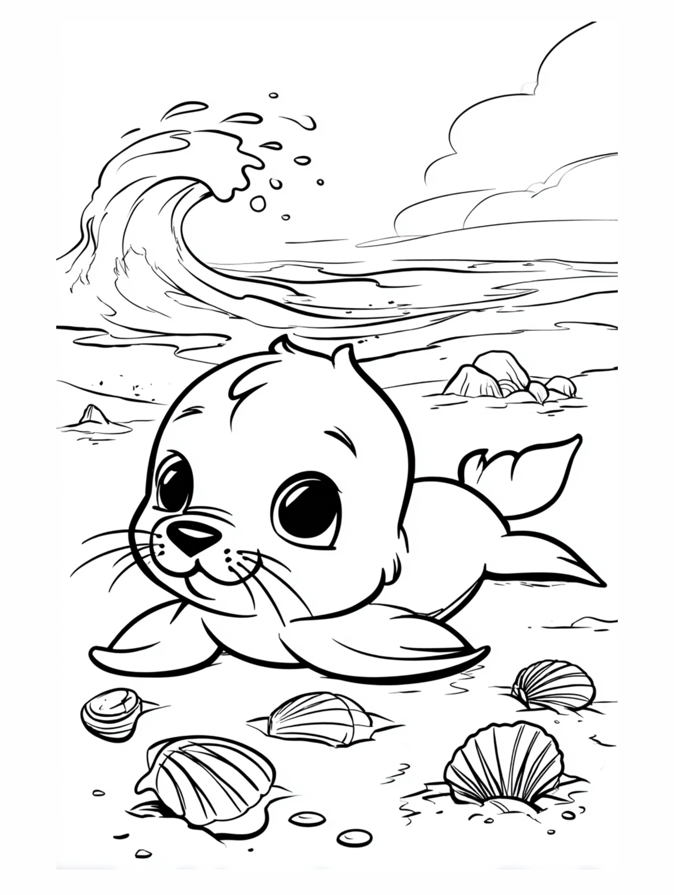 100 Cute Ocean Animals Coloring Pages, Printable Digital Instant ...