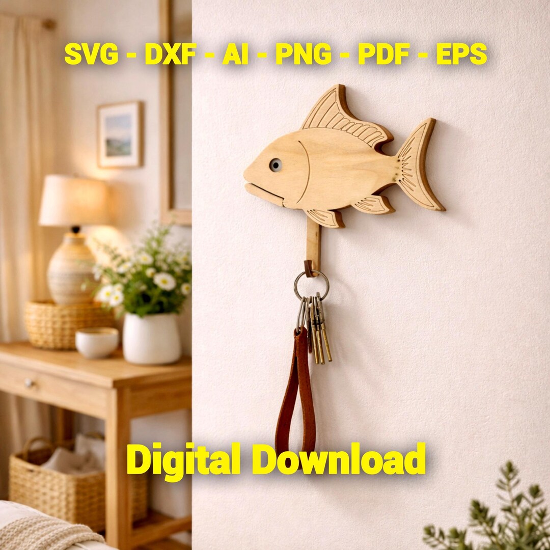 Diseño SVG de llavero de pez, decoración del hogar DIY, descarga ...