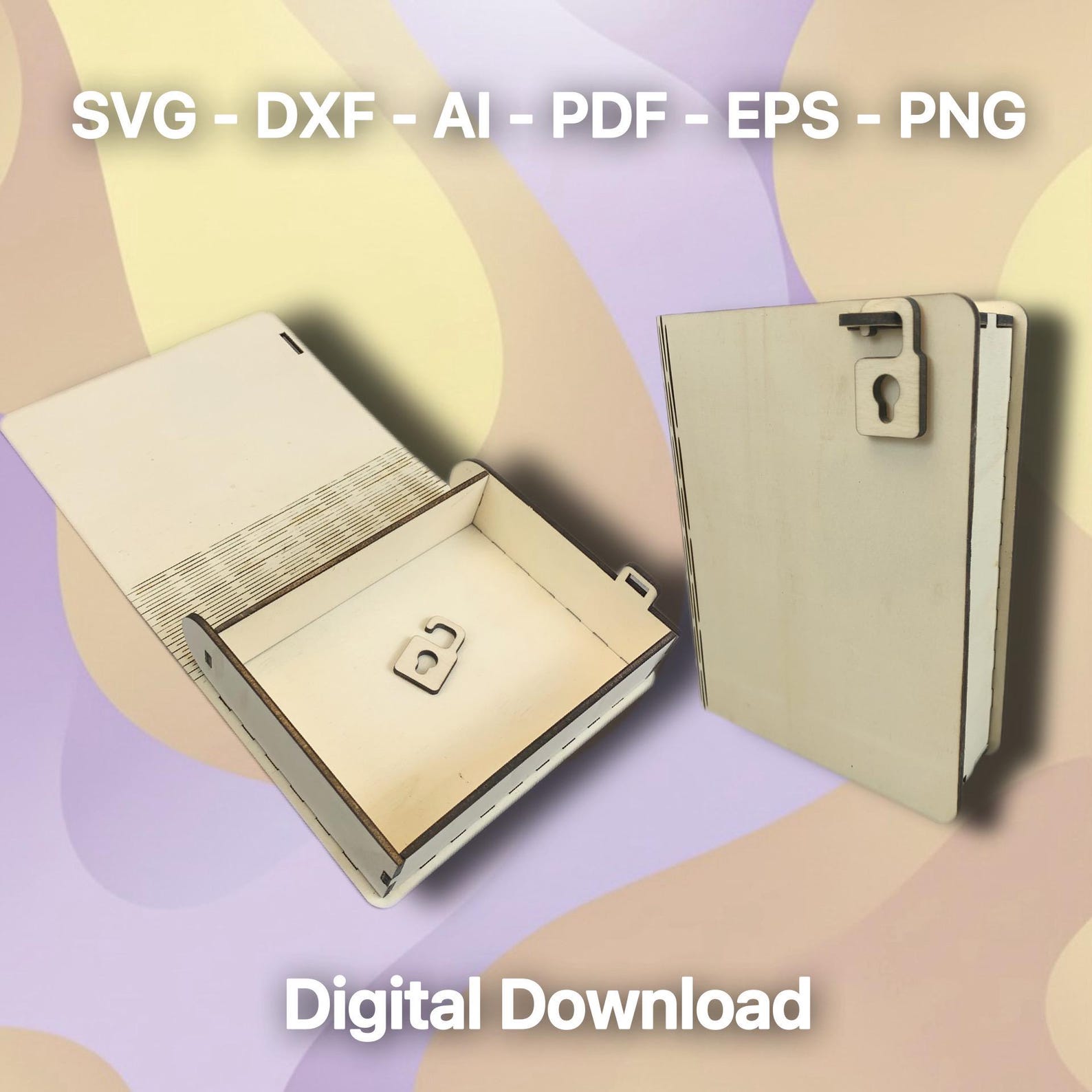 SVG File for Book-shaped Wooden Box, Laser Cut Template for Plywood ...