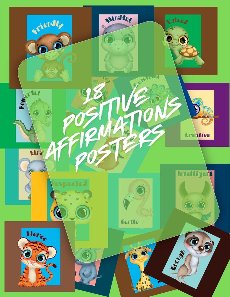 18 Animal Positive Affirmation Posters, Classroom Decor (5x8, 8.5x11 ...
