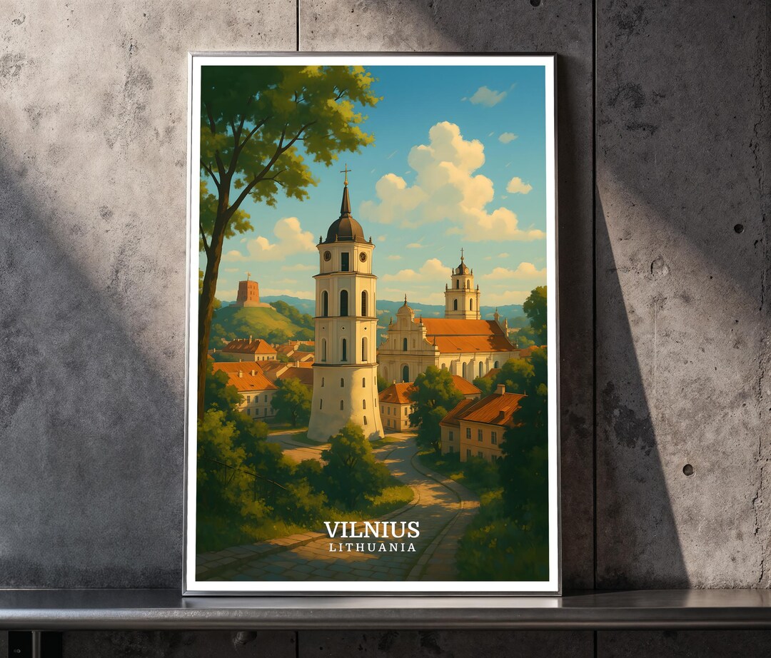 Vintage Vilnius Lithuania Poster | Scandinavian Travel Poster ...