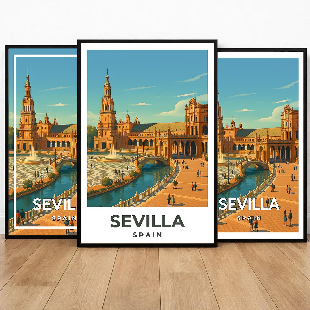Vintage Seville Spain Poster, Premium Travel Poster, Wall Decor ...