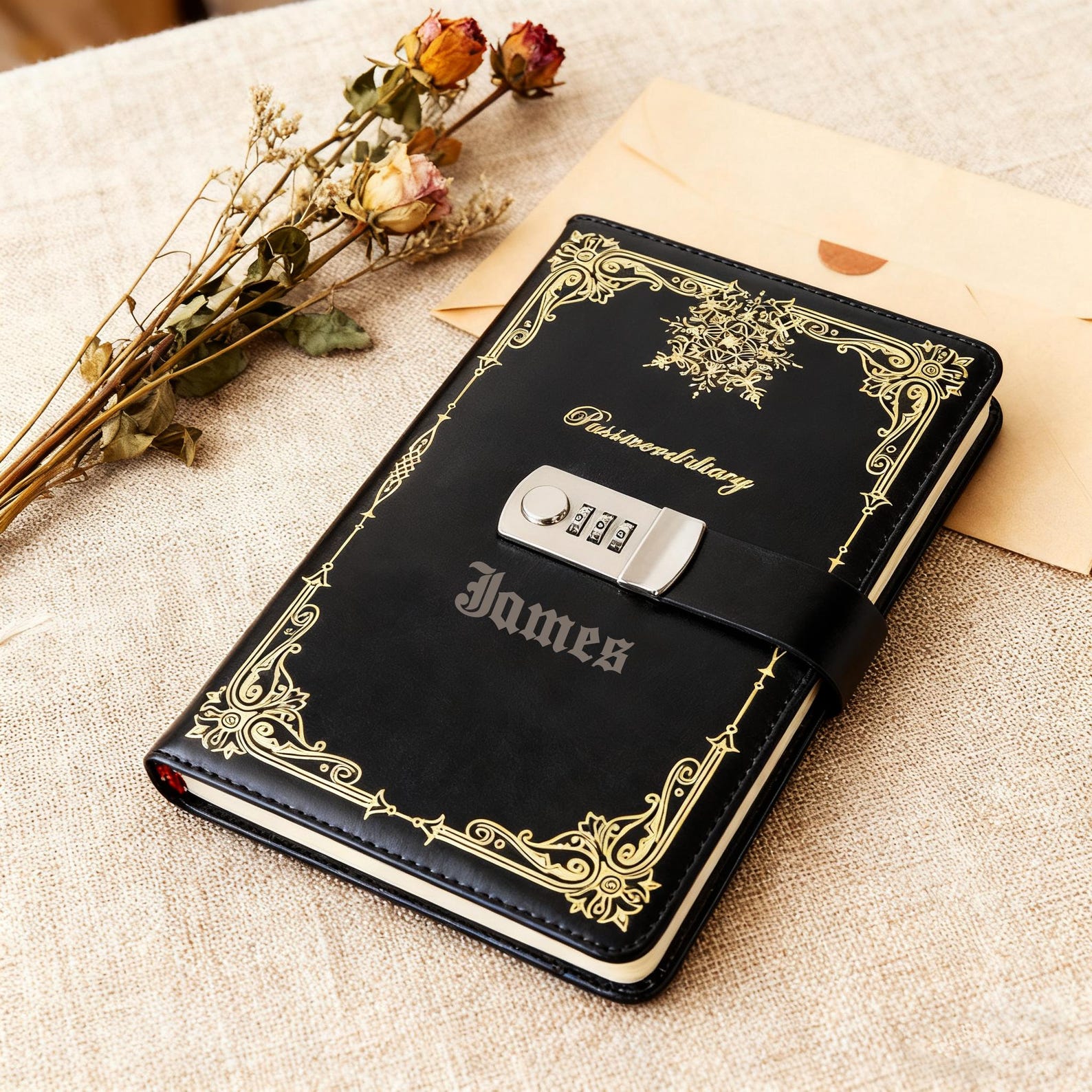 Personalized Lock Diary - A5 Custom Name Journal, Gold Foil,gift for ...