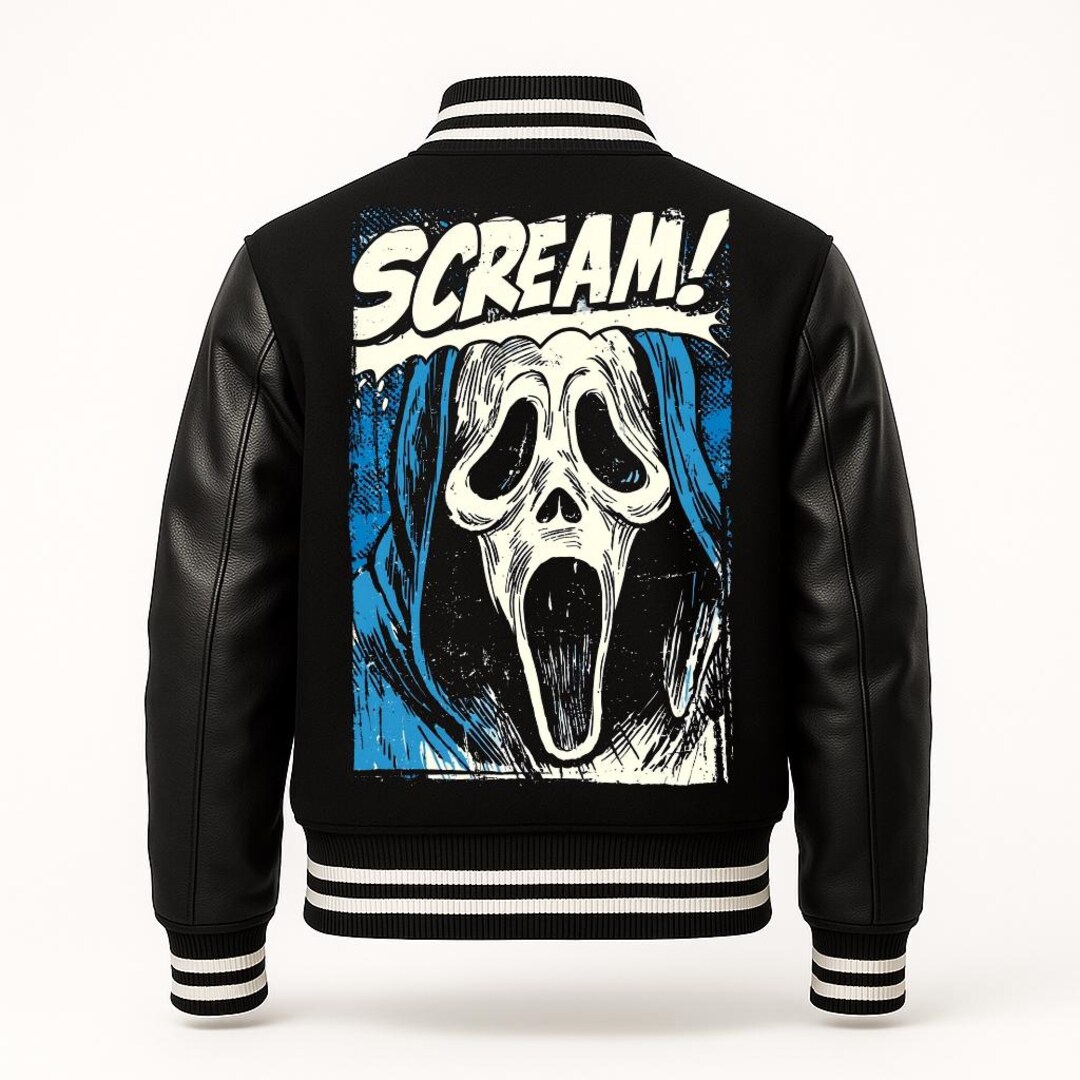 Unisex Black Varsity Scream Jacket With Leather Sleeves – College ...