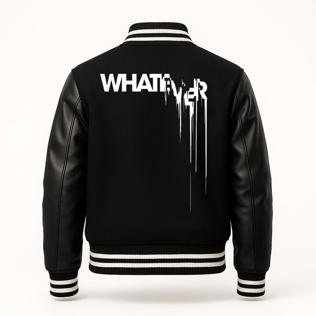 Unisex Black Varsity Whatever Jacket With Leather Sleeves – College ...