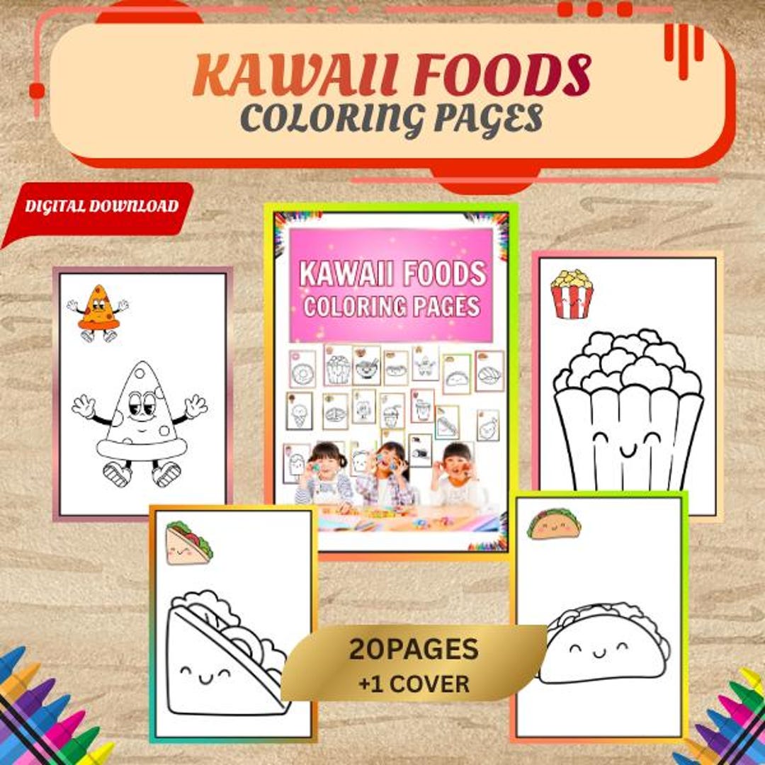 Food Coloring Pages | Pretty Kawaii Printable Worksheets | Digital ...