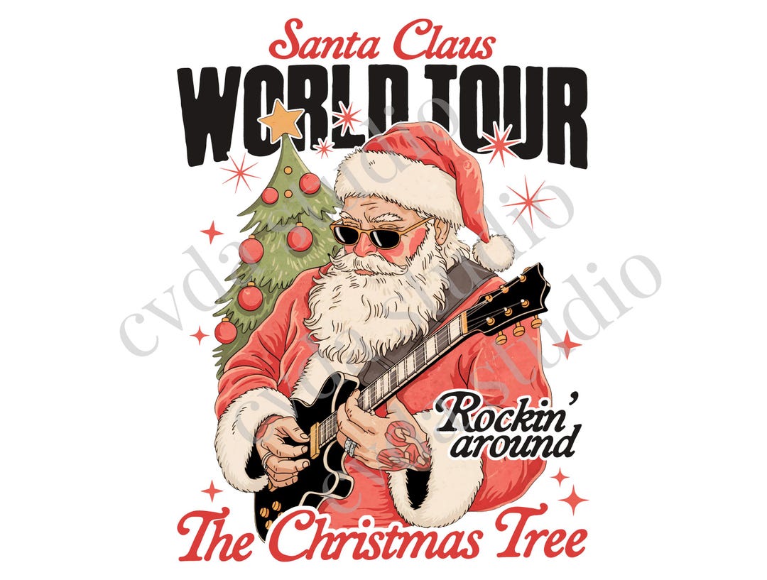 Clipart Santa Claus Rock • Vintage Christmas PNG • Santa World Tour ...