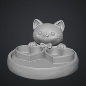 3D Cat Jewelry Holder – Printable STL File – Heart-shaped Trinket Dish ...