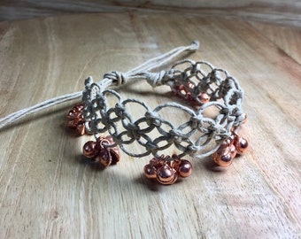 Hemp Anklet 12 Color Choices Macrame Jewelry One Size Beaded With Glass ...