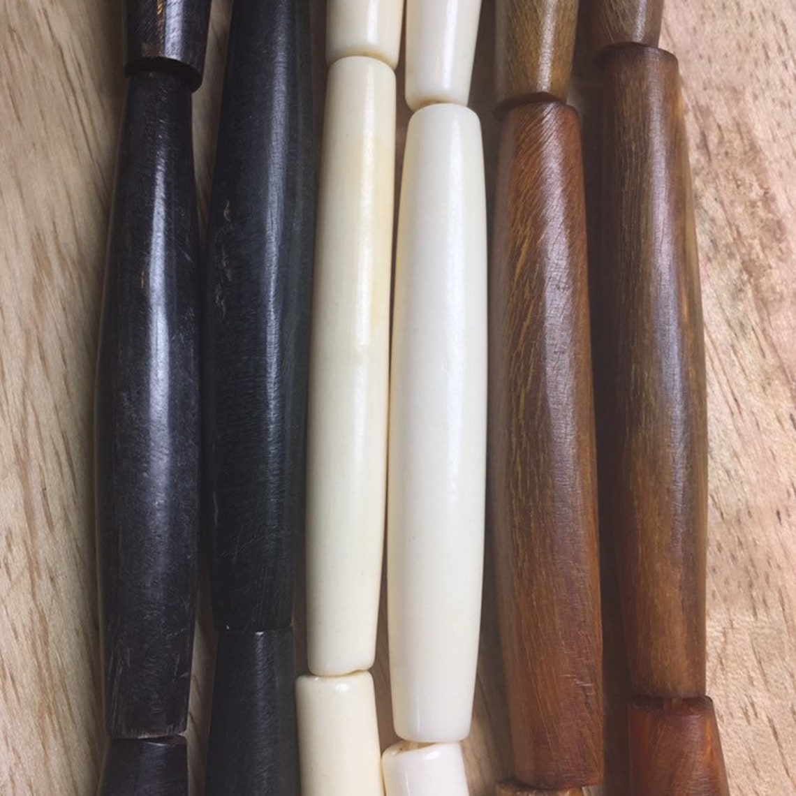 Bead Strand Bone or Horn Hairpipe Style Beads 2 Inches 8 Beads - Etsy