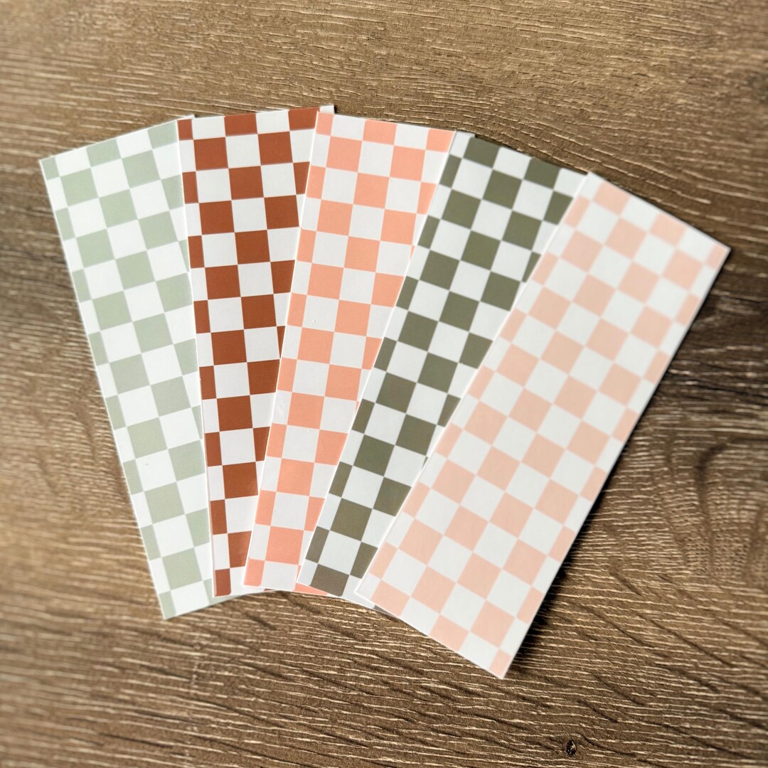Checkered Bookmarks | Glossy Laminated Cardstock, Set of 5 - Etsy