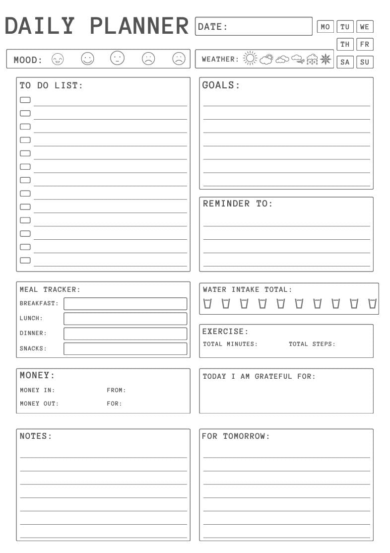 Minimalist Daily Planner Template | Printable PDF | Productivity ...
