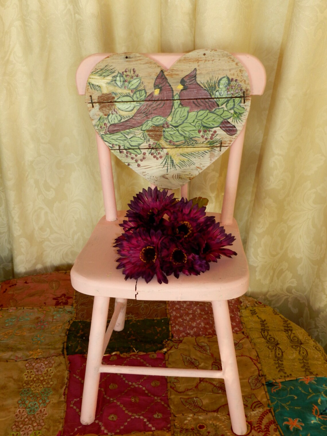 VINTAGE PINK CHAIR Hand Painted. - Etsy