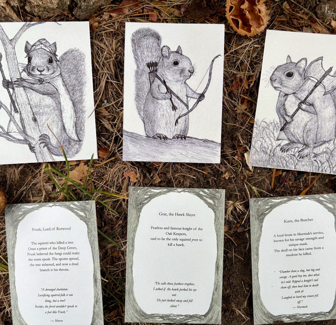 Squirrel Fantasy Trading Cards — Blood & Branches Set (15 Hand-drawn ...