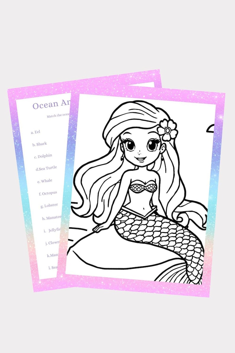 Mermaid Activity Book for Kids | Printable Coloring Pages & Fun ...