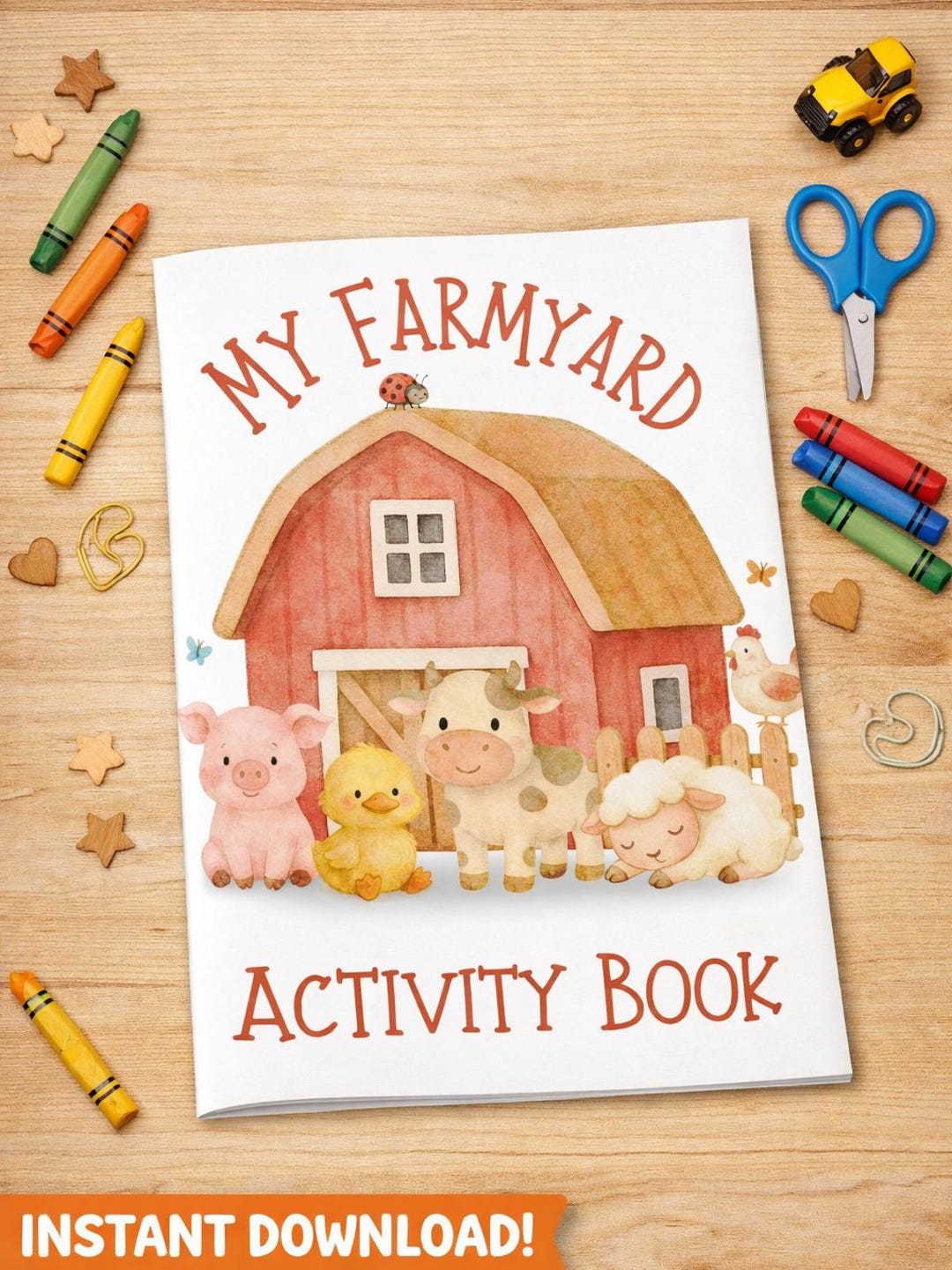 Farm Activity Book | Preschool & Toddler Coloring, Mazes (instant ...
