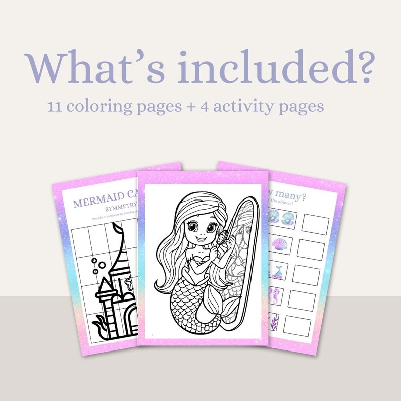 Mermaid Activity Book for Kids | Printable Coloring Pages & Fun ...