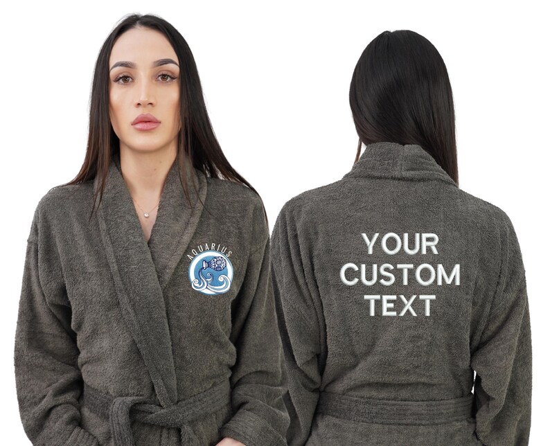 Zodiac Signs Bathrobe – Front Design & Back Custom Text Embroidery ...
