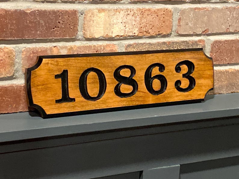 Custom Carved Wood House Number Signs: Handmade - Etsy