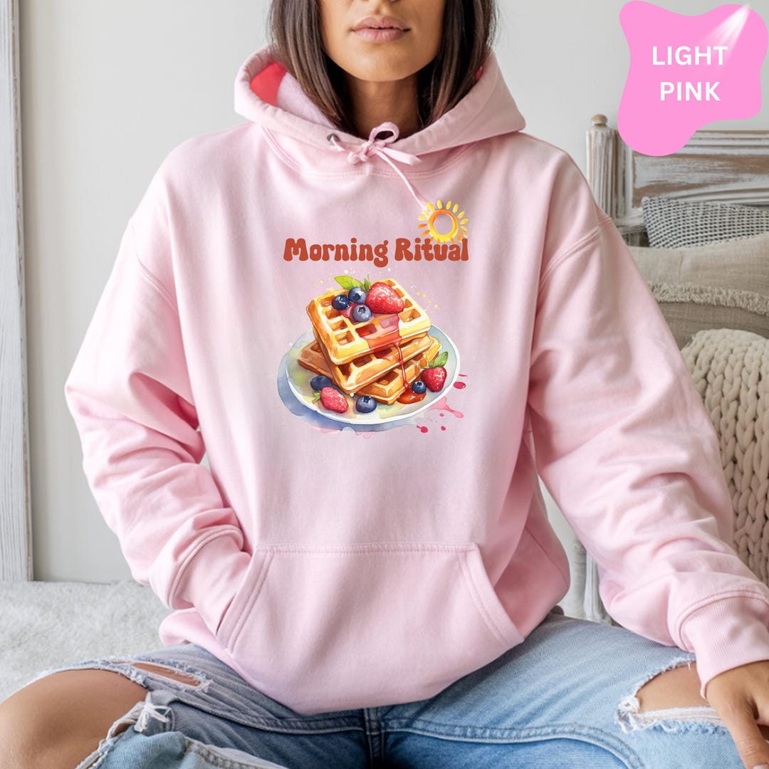 Cozy Morning Ritual Waffle Hoodie, Breakfast Lover Lounge Wear - Etsy