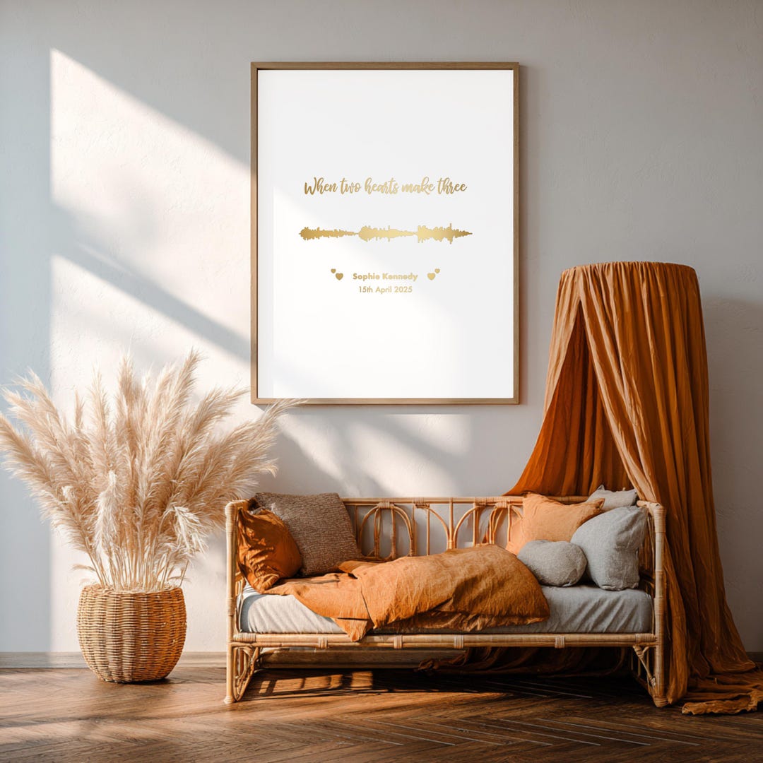 Personalized Baby Heartbeat Soundwave Art Print, Nursery Decor - Etsy