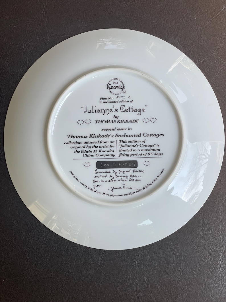 1990s Thomas Kinkade Collectors Plates, Falbrooke Cottage and Julienne ...