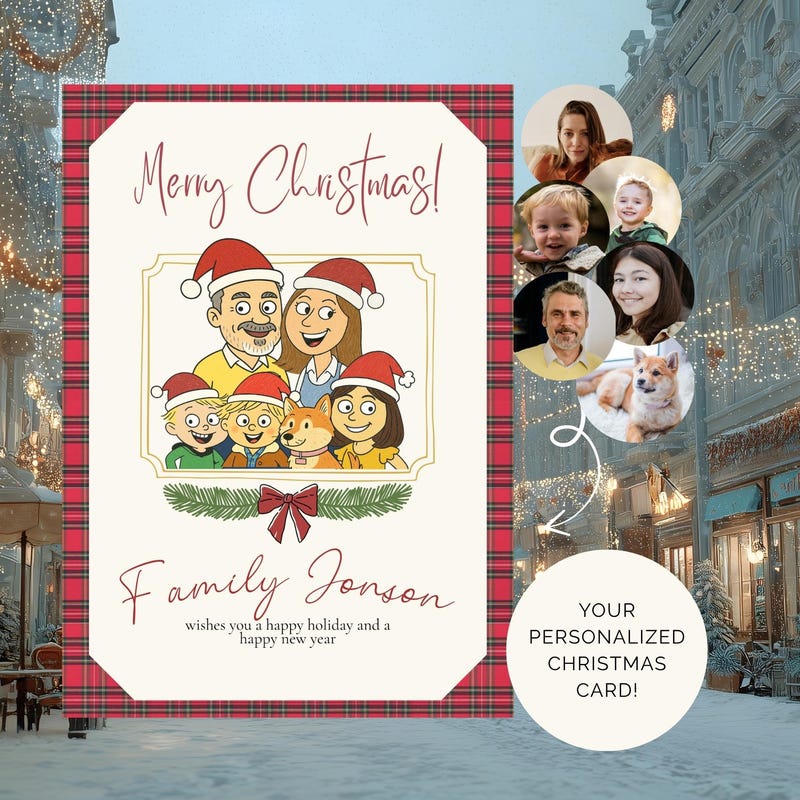 Personalized Cartoon Christmas Cards - Etsy