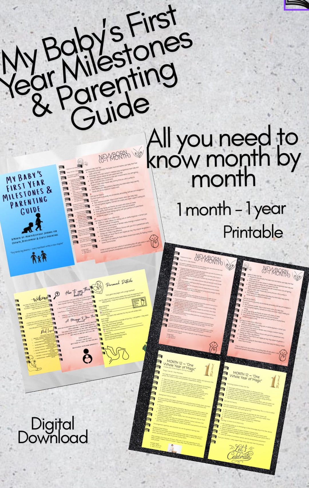 Baby’s First Year Milestone & Parenting Guide | Printable Baby Tracker ...