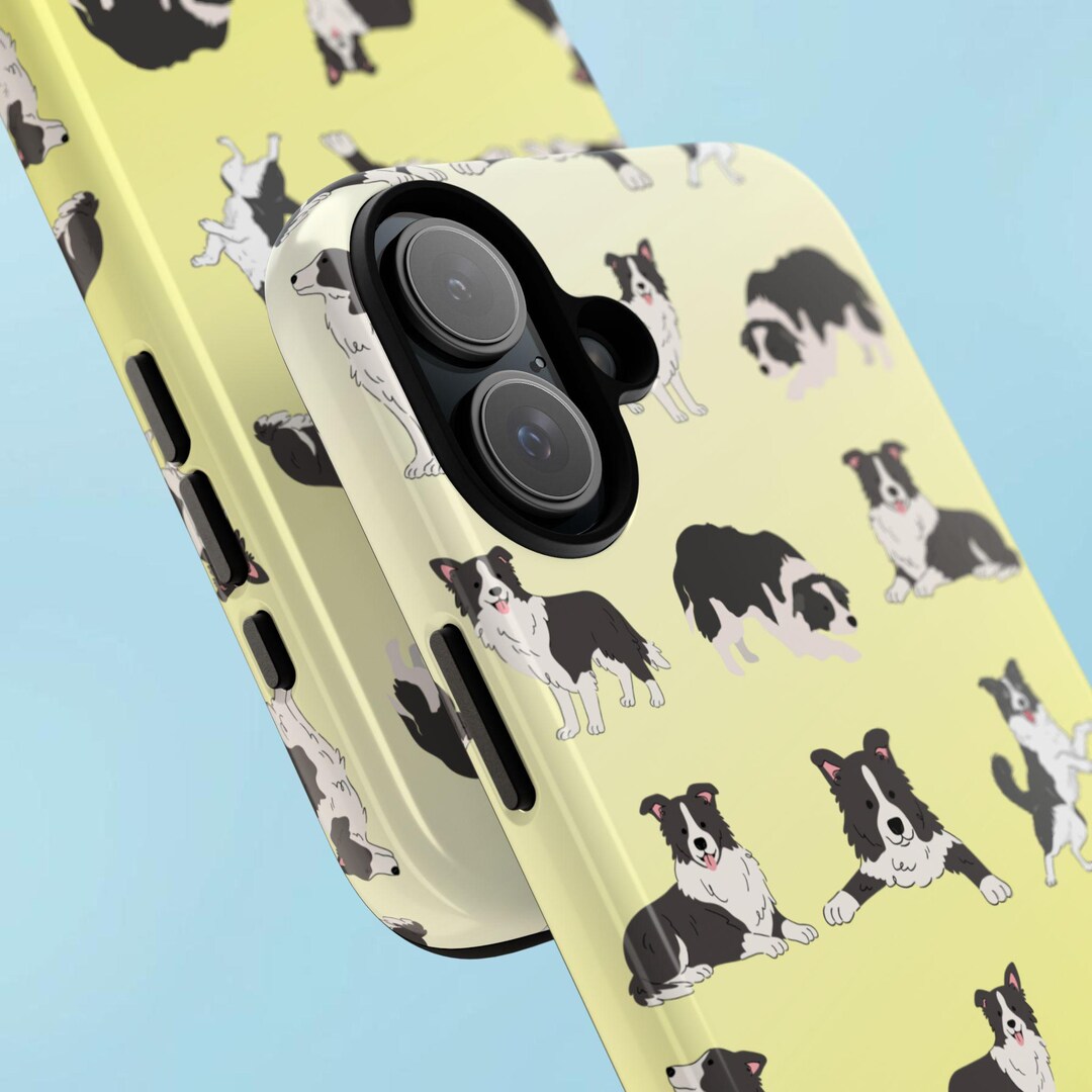 Border Collie Phone Case, Dog Design Tough Cases for Pet Lovers, Yellow ...